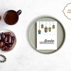 Ramadan Lanterns Card | Ramadan Mubarak Card | Printable Ramadan Card ...
