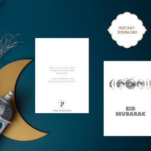 Moon Phases Eid Mubarak Card | Printable Eid Card | Eid Greeting Card | Printable File INSTANT ...