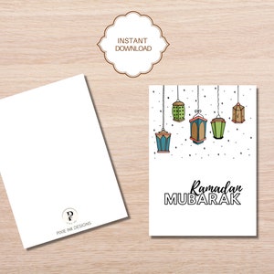 Ramadan Lanterns Card | Ramadan Mubarak Card | Printable Ramadan Card ...