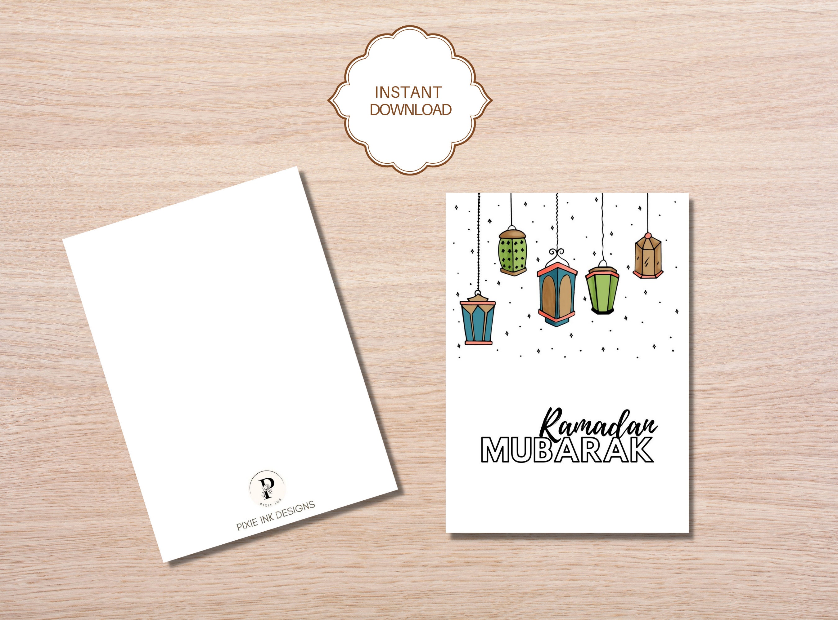 Ramadan Lanterns Card Ramadan Mubarak Card Printable Ramadan Card ...
