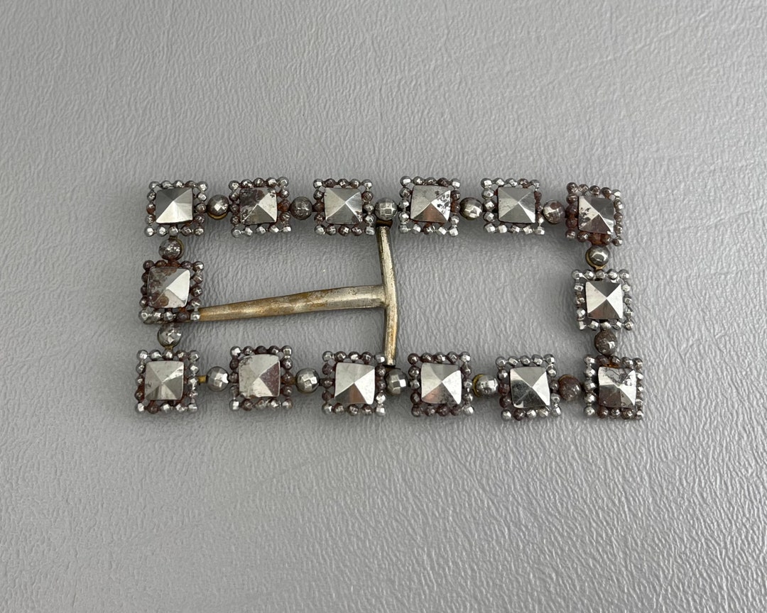 Antique Victorian Cut Steel Belt Buckle-3 Inches Long, Fits 7/8 Inch ...