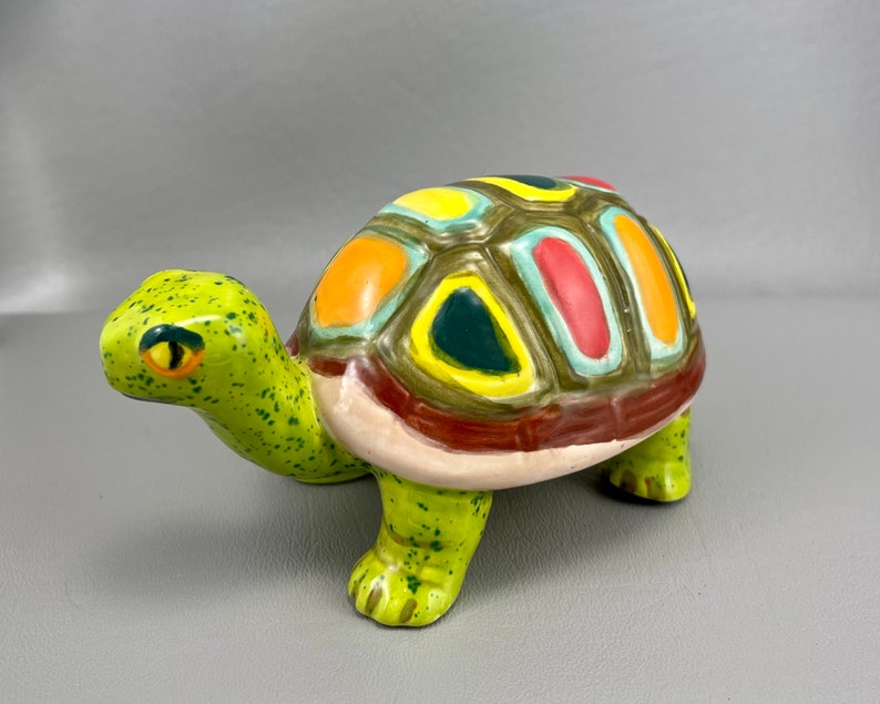 Vintage Colorful Hand-painted Ceramic Turtle-5 1/2 Inches - Etsy