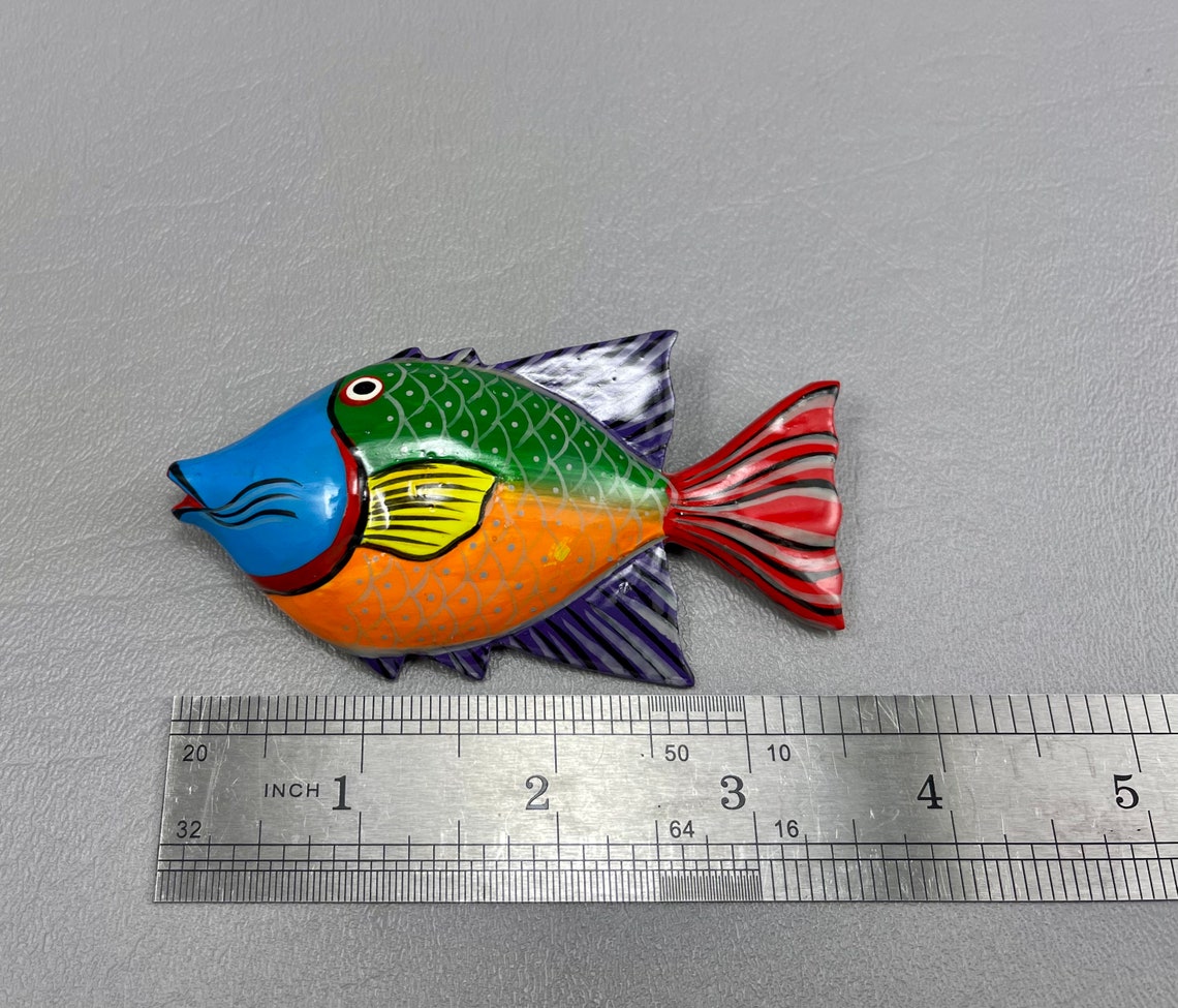Colorful Hand-painted Wooden Fish Brooch-3 1/4 Inches Long. - Etsy