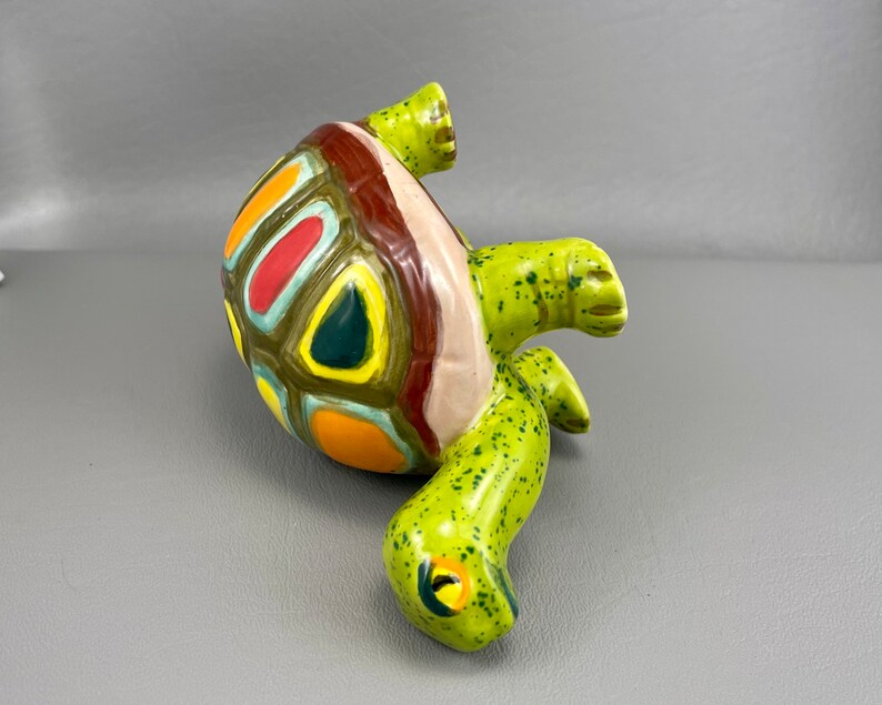 Vintage Colorful Hand-painted Ceramic Turtle-5 1/2 Inches - Etsy