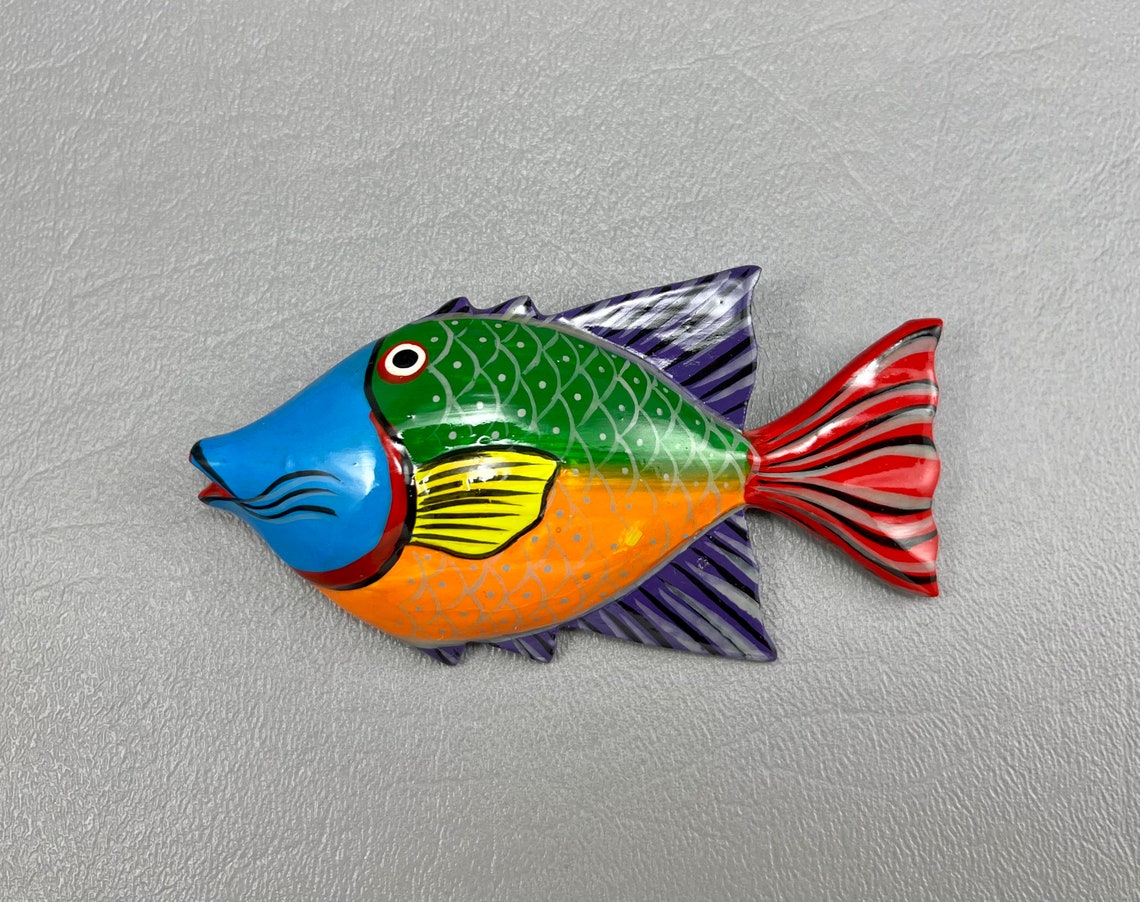 Colorful Hand-painted Wooden Fish Brooch-3 1/4 Inches Long. - Etsy