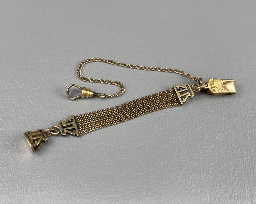 Victorian Antique Rolled Gold Watch Chain and Fob-8 1/2 Inches Long ...
