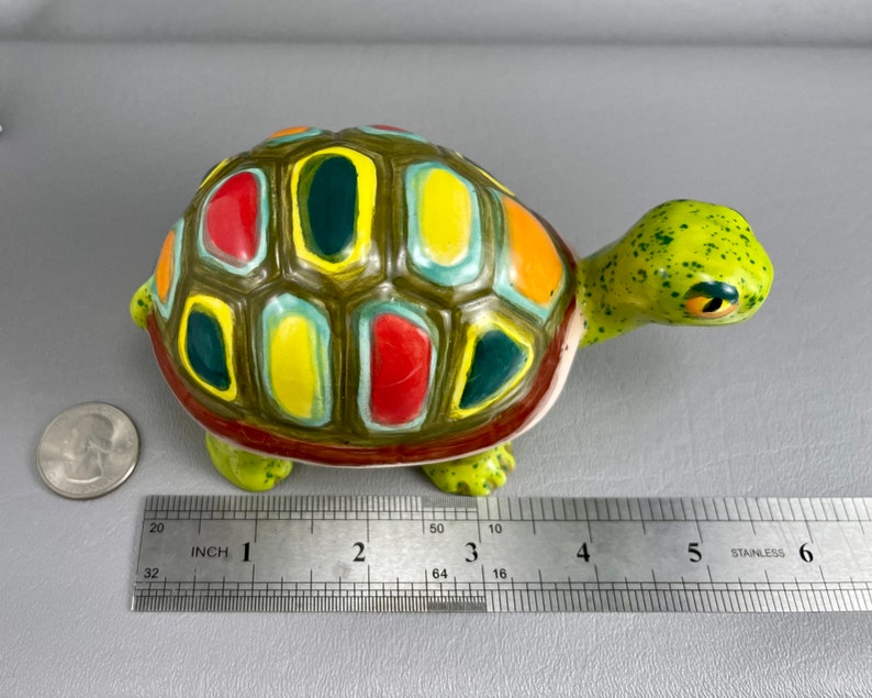 Vintage Colorful Hand-painted Ceramic Turtle-5 1/2 Inches - Etsy