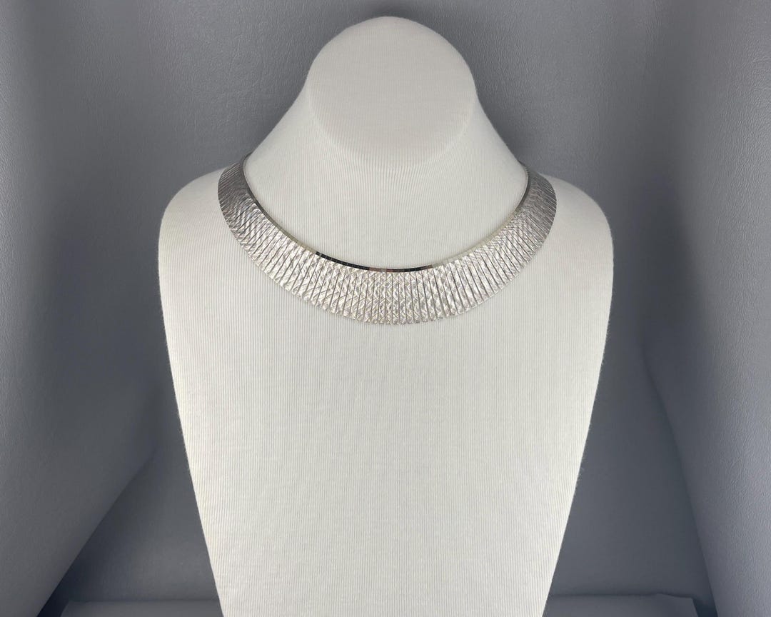 Sterling Silver Collar Necklace-17 Inches Long. Free Shipping. - Etsy