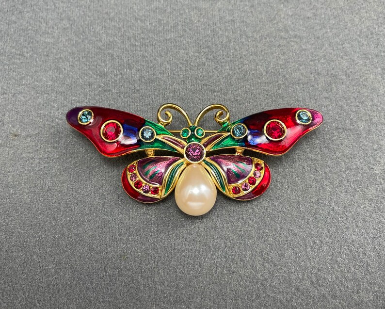 Joan Rivers Enameled Butterfly Brooch-2 3/4 Inches Across. - Etsy