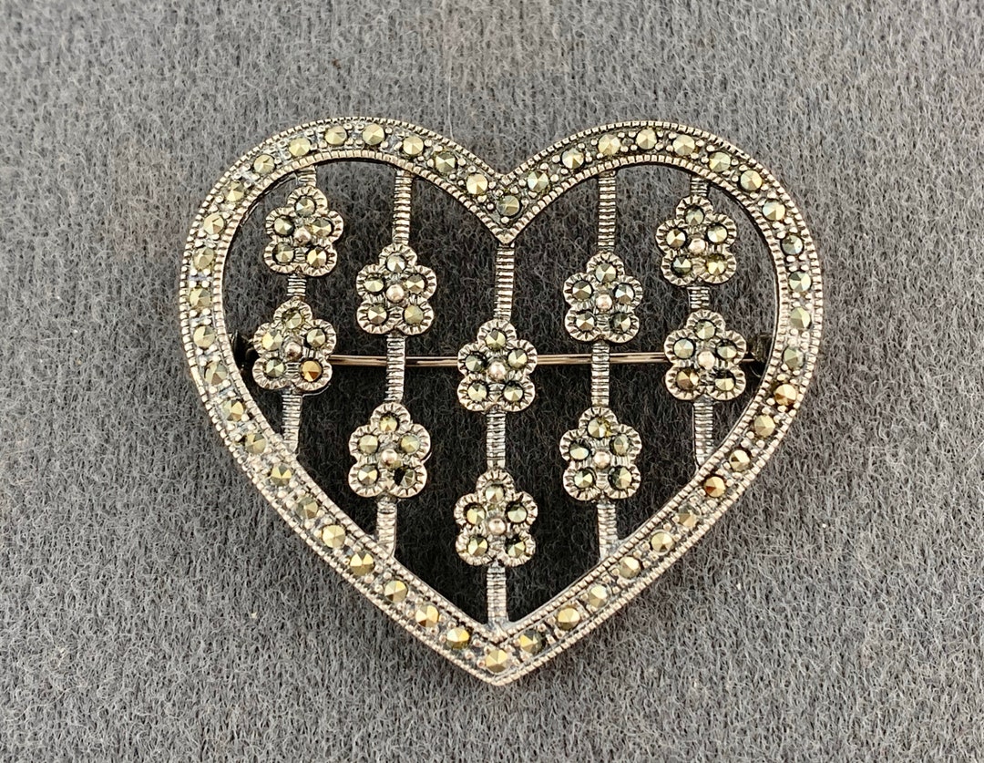 Sterling Silver and Marcasite Heart Convertible - Etsy
