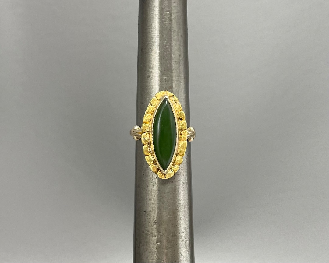 Vintage Alaskan Jade and Gold Nugget 10 Karat Ring-size 8. Free ...