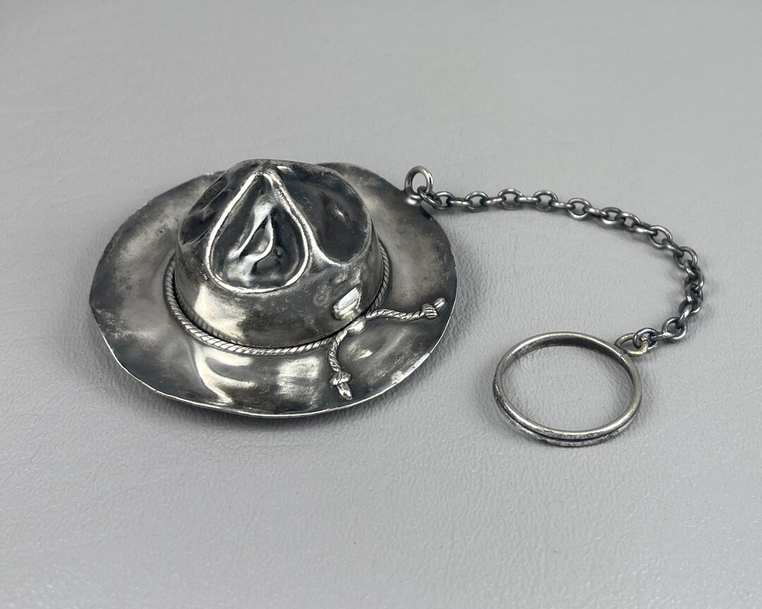 Rare Antique WW1 Military Hat Silver-plated Compact and Chain-2 1/2 ...