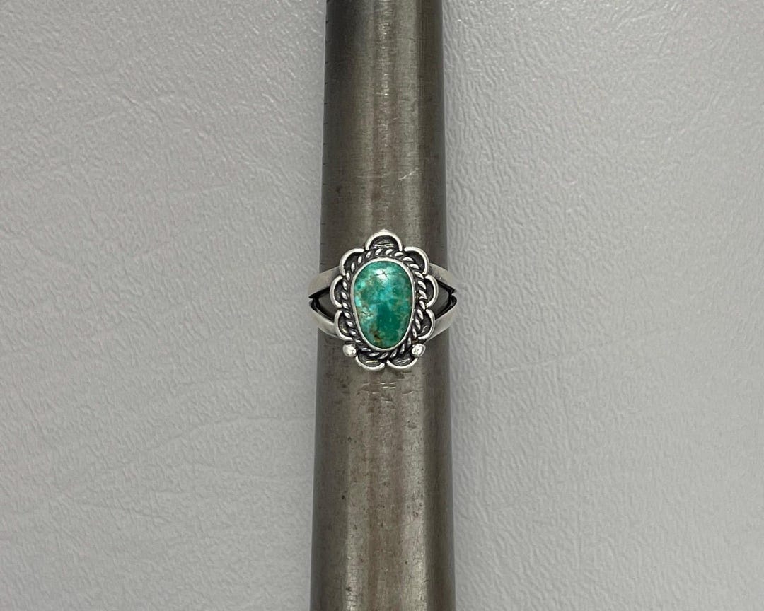 Navajo Native American Turquoise Silver Ring, Signed Rb-size 7. Free ...