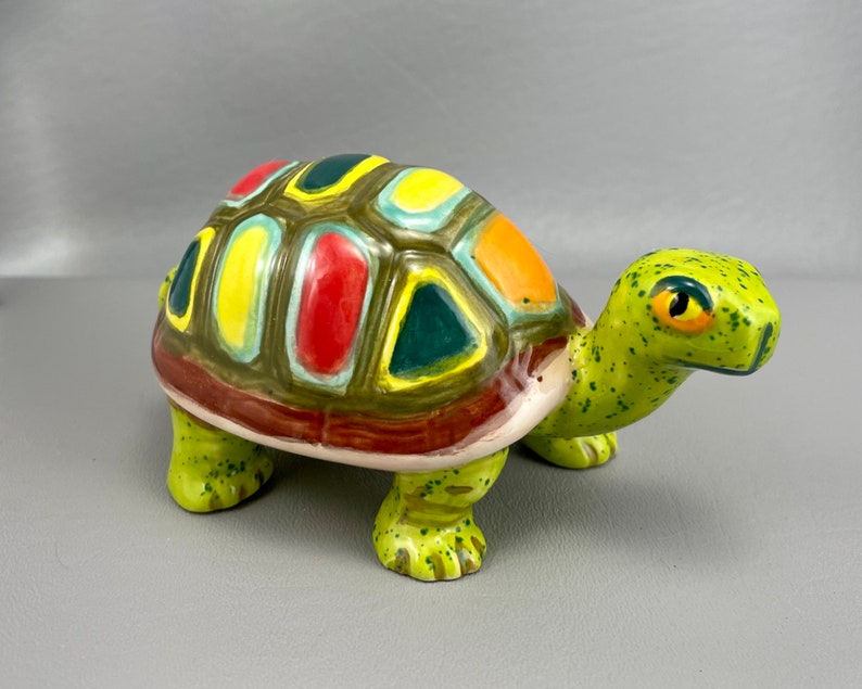 Vintage Colorful Hand-painted Ceramic Turtle-5 1/2 Inches - Etsy