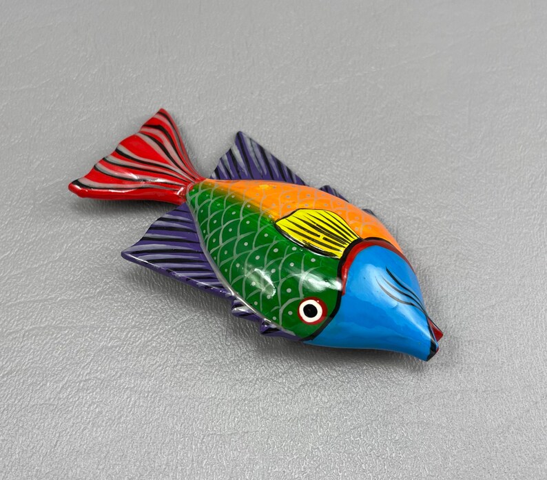 Colorful Hand-painted Wooden Fish Brooch-3 1/4 Inches Long. - Etsy