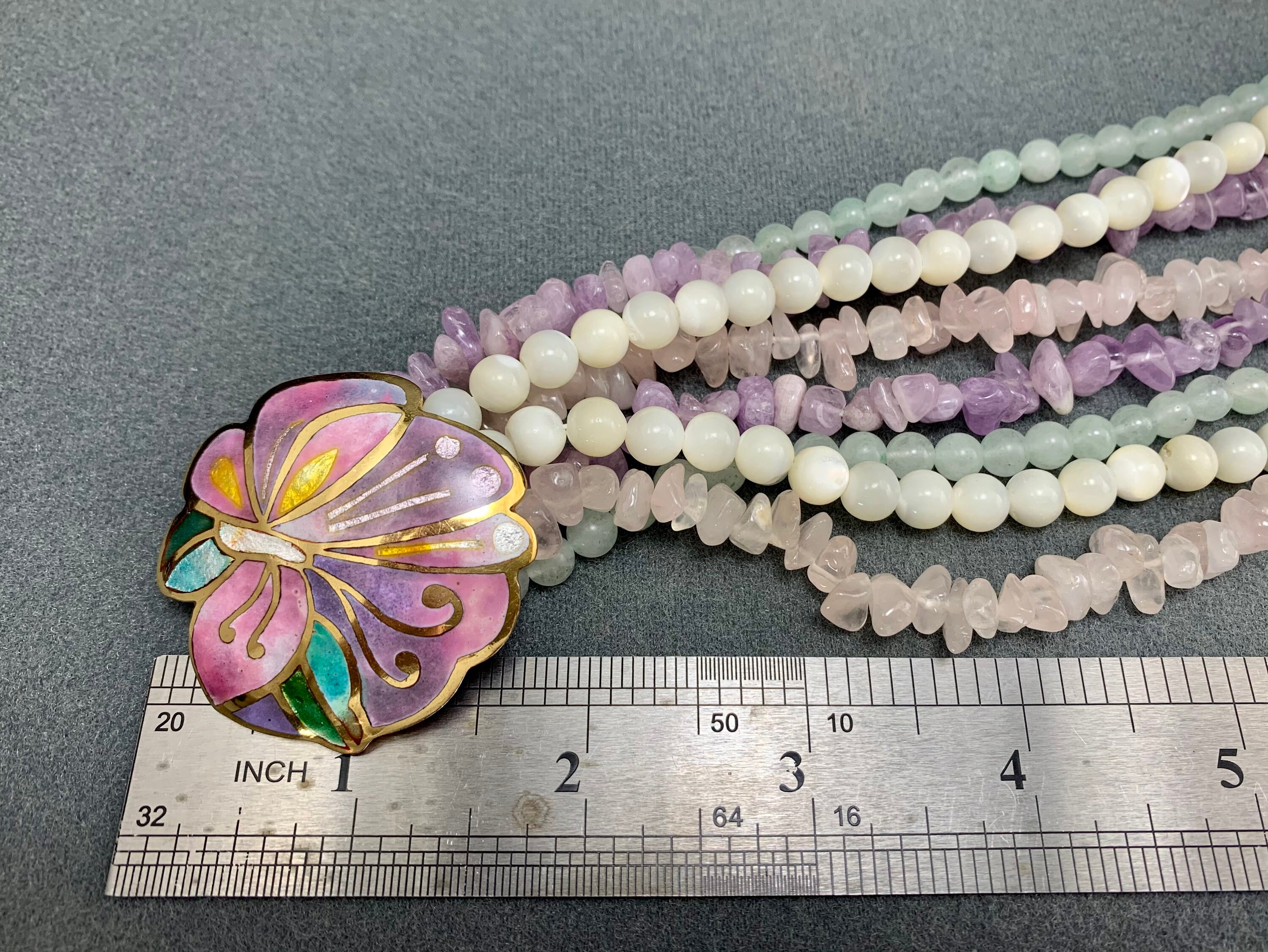 David Kuo Champleve Enamel Necklace With Gemstone Beads-16 - Etsy UK