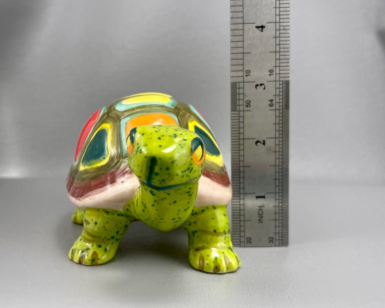 Vintage Colorful Hand-painted Ceramic Turtle-5 1/2 Inches - Etsy