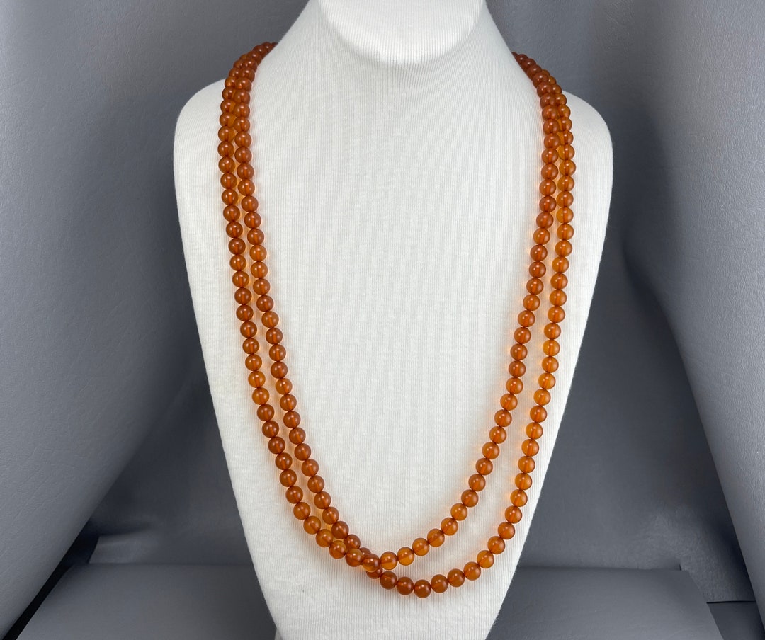 Apple Juice Bakelite Bead Necklace-simichrome Tested. 60 Inches Long ...