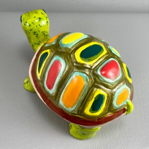 Vintage Colorful Hand-painted Ceramic Turtle-5 1/2 Inches Long. Free ...
