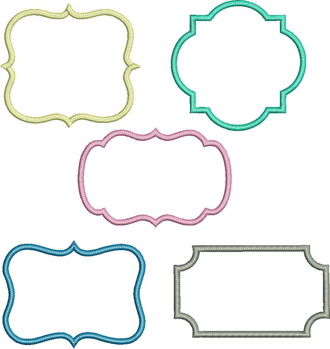 SET OF 5 FRAMES Applique Design - Instant Download Digital File ...
