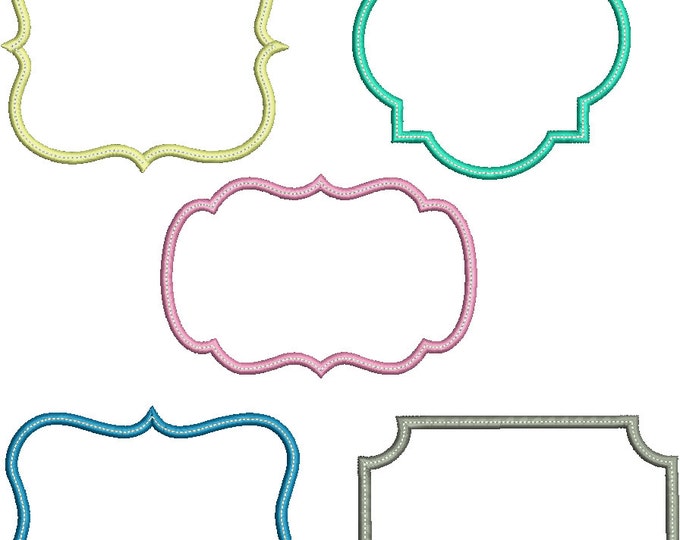 SET OF 5 FRAMES Applique Design - Instant Download Digital File ...