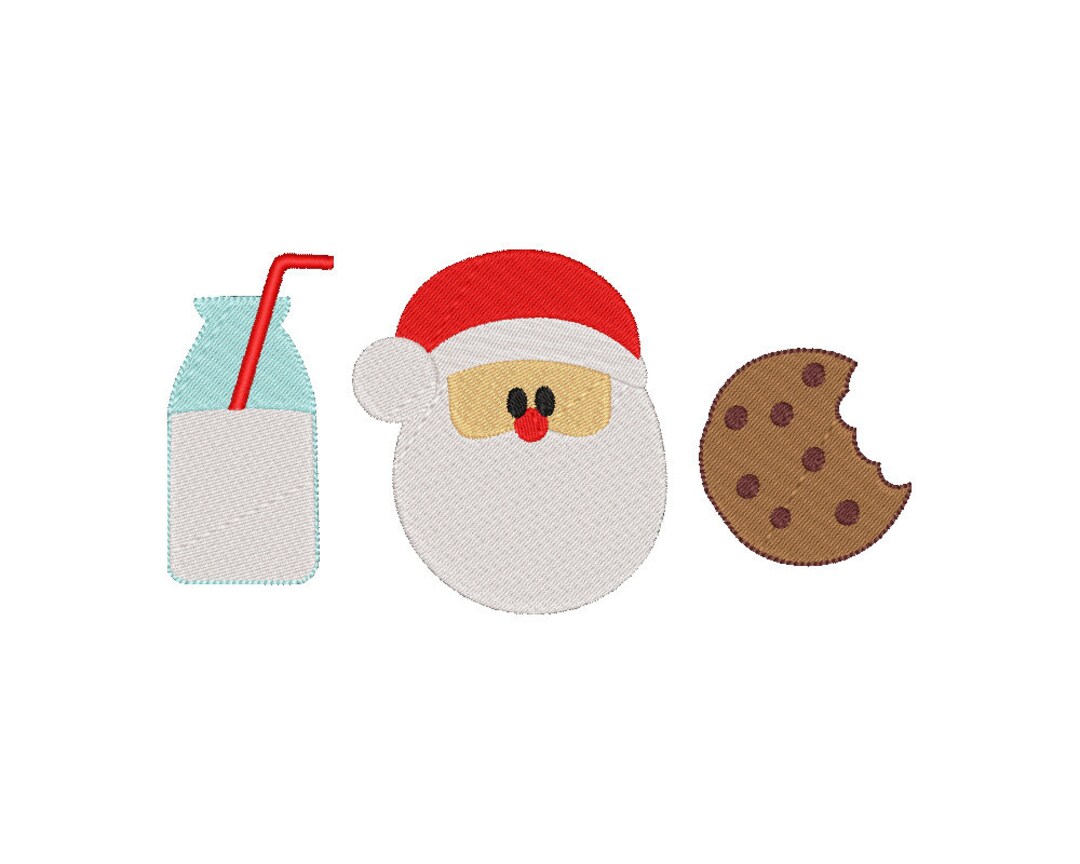Milk Santa and Cookie - SKETCH and FILLED CHRISTMAS Embroidery - 2 ...
