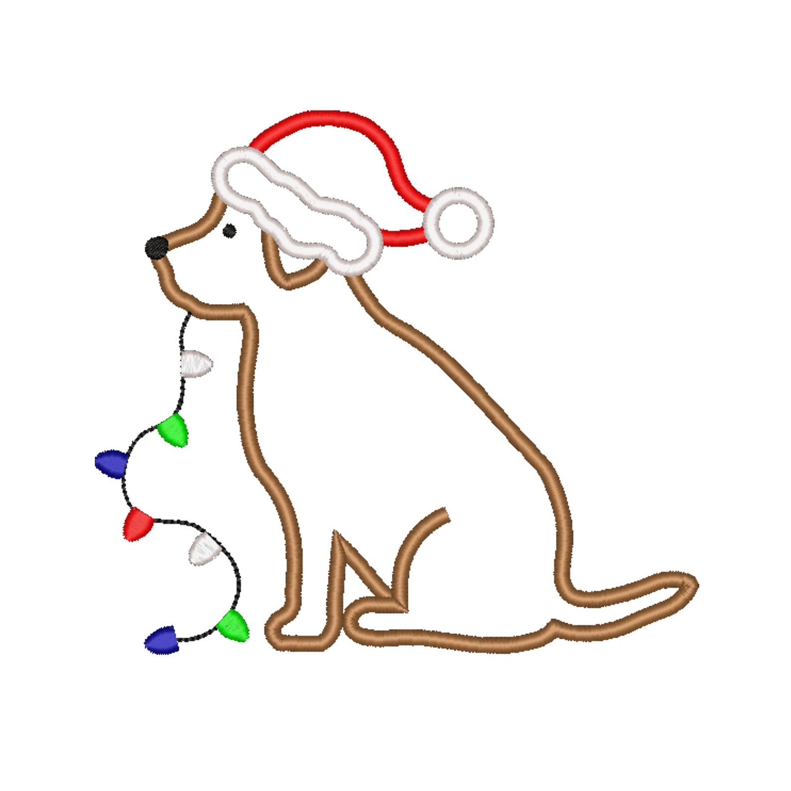 DOG With CHRISTMAS LIGHTS Applique Design, Machine Embroidery,christmas ...