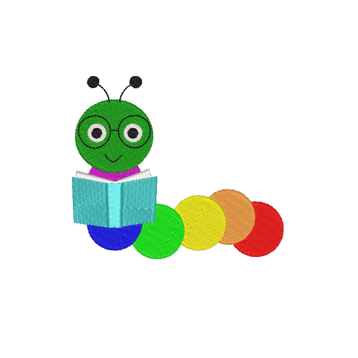 BOOKWORM EMBROIDERY DESIGN - Machine Embroidery - Instant Digital ...