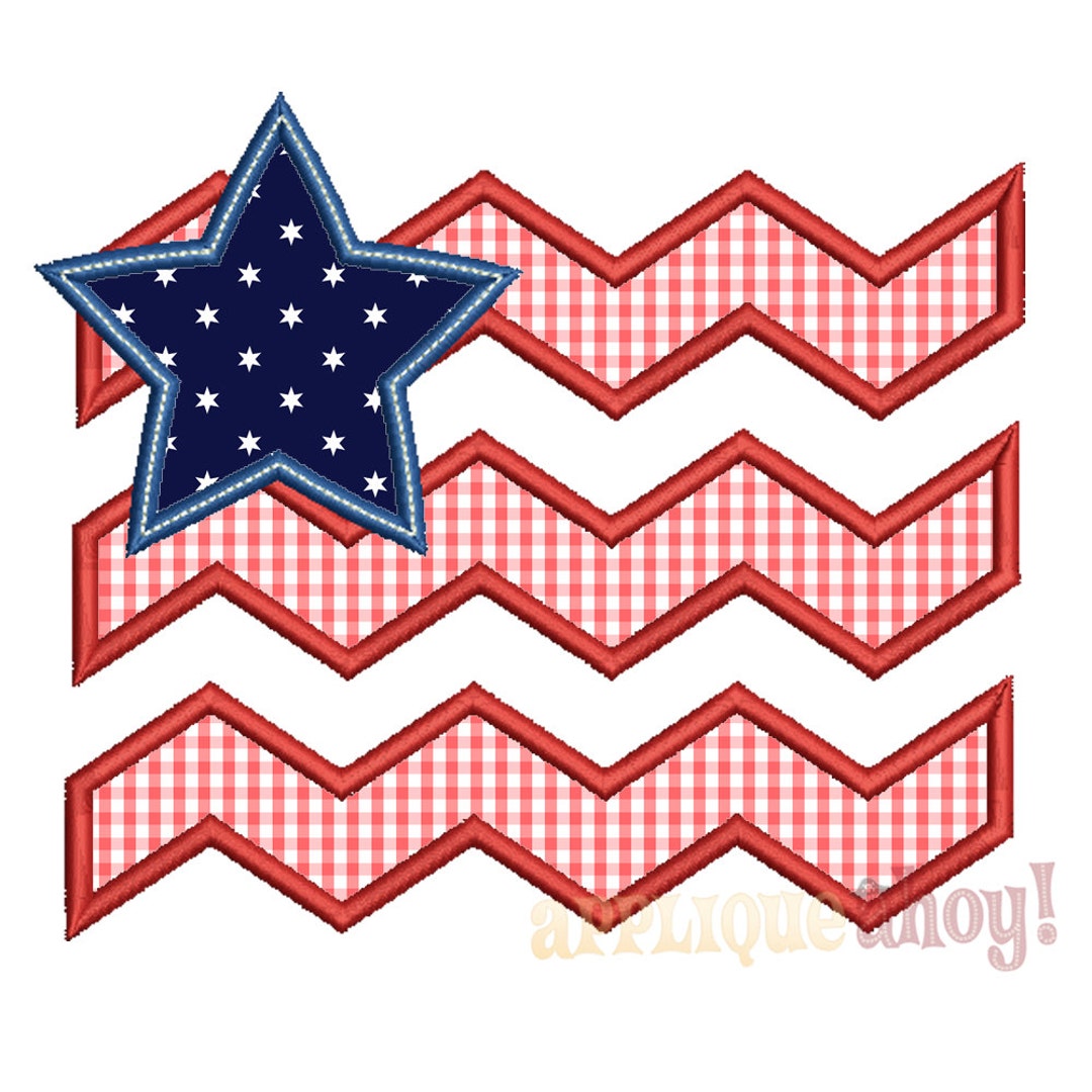 CHEVRON AMERICAN FLAG Applique Design - Machine Embroidery - Instant ...