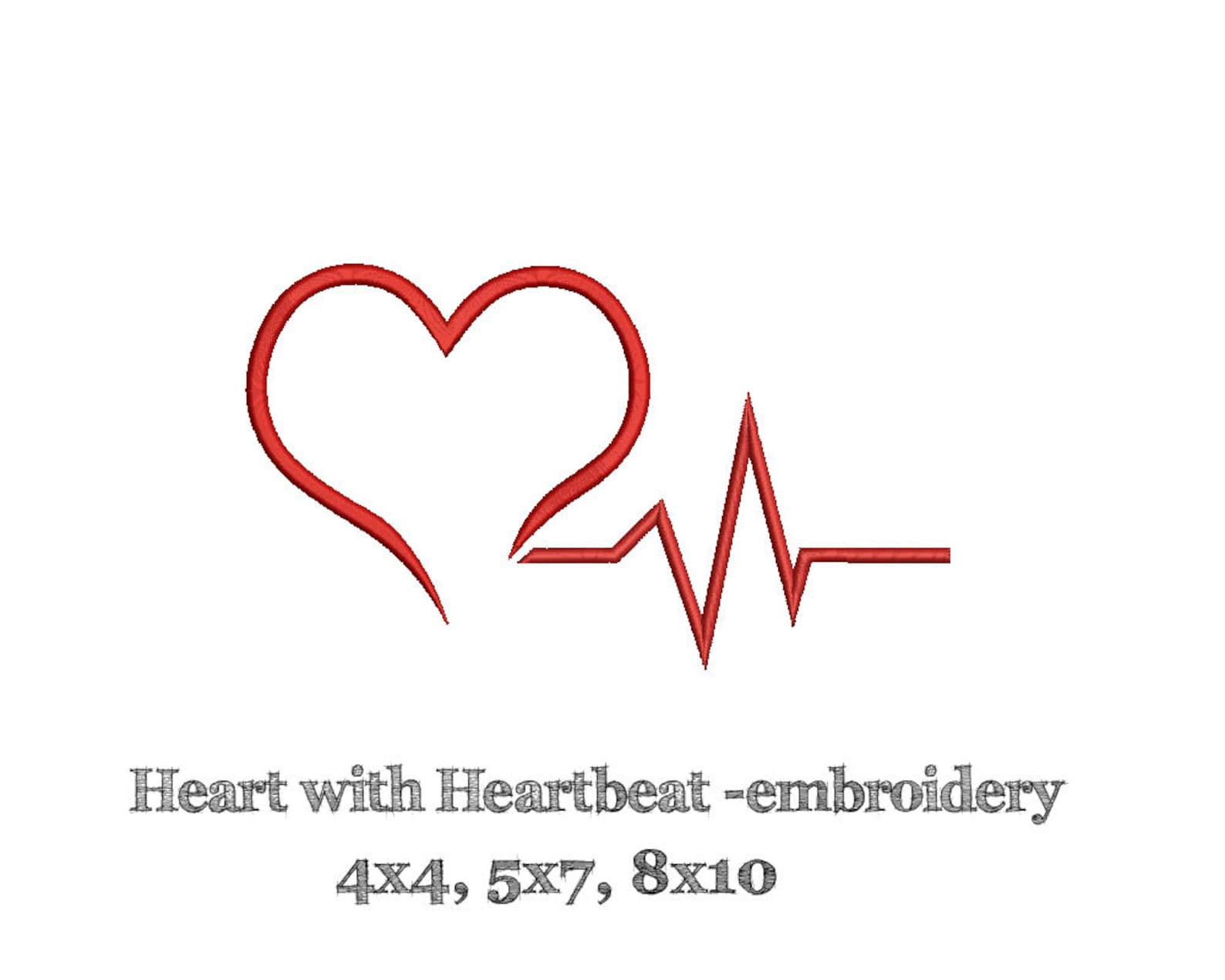 HEART WITH HEARTBEAT Line Machine Embroidery Multiple - Etsy