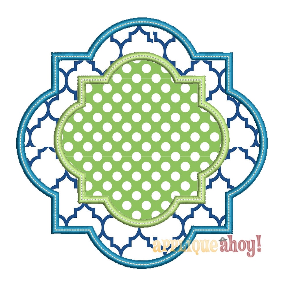 Quatrefoil Frame With Quatrefoil Monogram applique Digital - Etsy