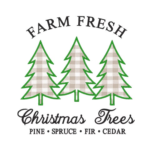 FARM FRESH TREES Applique Design Machine Embroidery - Etsy