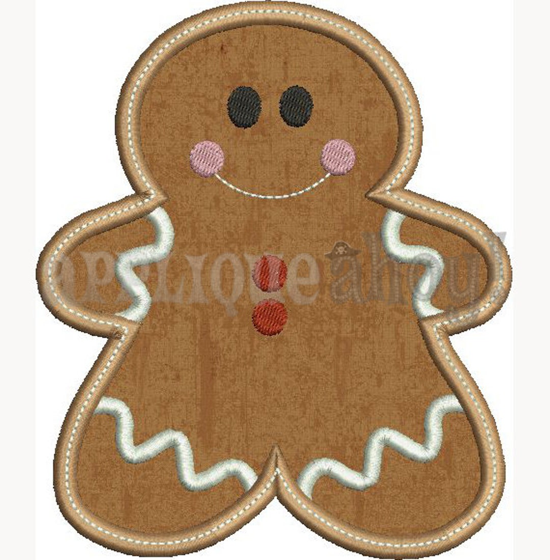GINGERBREAD MAN Applique Design - Instant Download Digital File ...