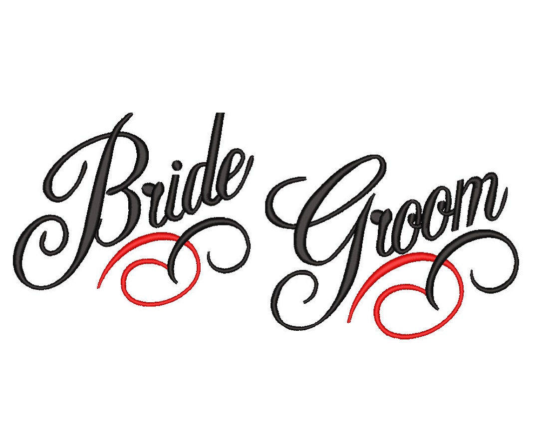 BRIDE and GROOM WORD - 2 Designs - Machine Embroidery - Instant Digital ...