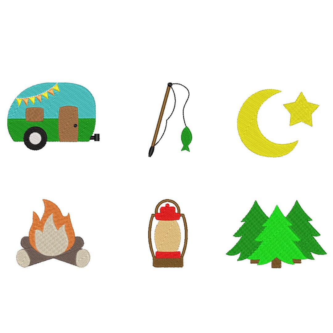 CAMPING EMBROIDERY BUNDLE - Machine Embroidery Designs - Retro Camper ...