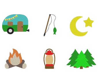 CAMPING EMBROIDERY BUNDLE Machine Embroidery Designs Retro - Etsy