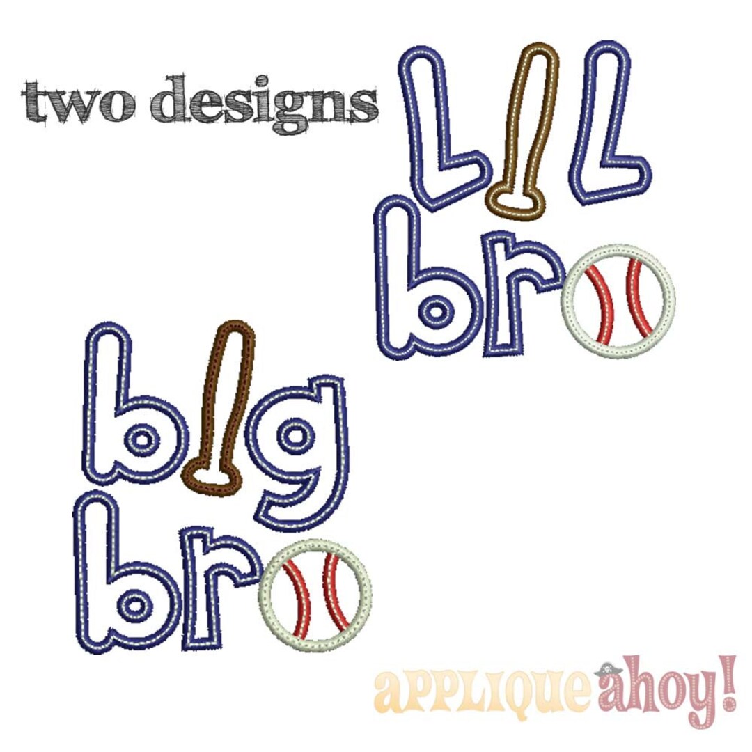 2 Designs Package - Big Bro and Little Bro Baseball Applique Design ...
