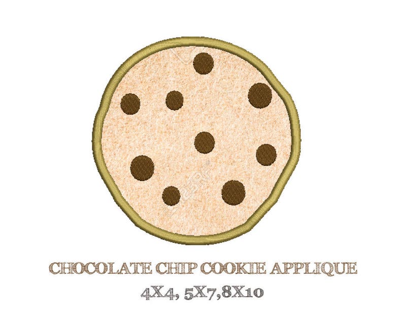 CHOCOLATE CHIP COOKIES - Applique Design - 2 Designs (whole Cookie and ...