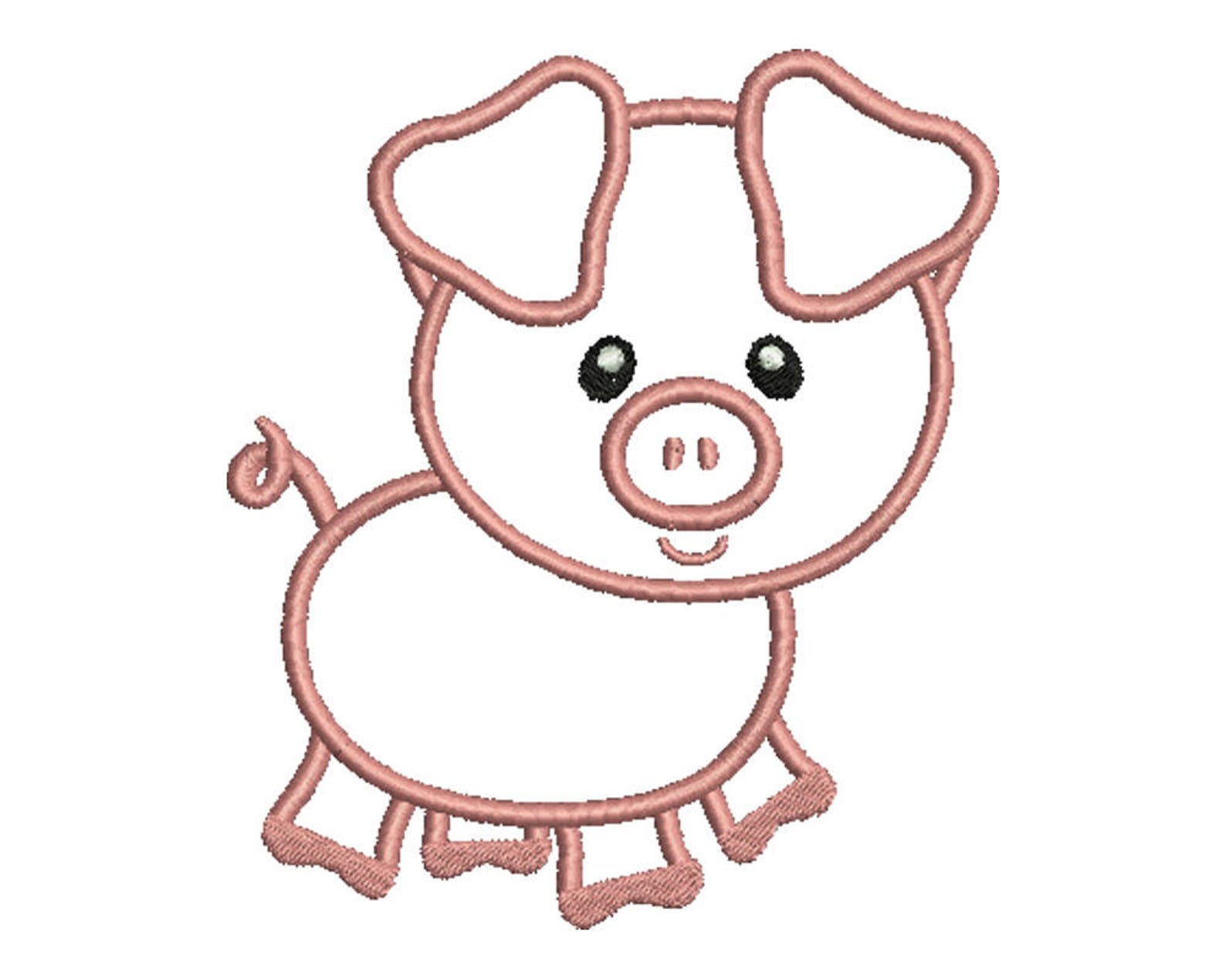 PIG Applique Design Machine Embroidery Instant Digital | Etsy