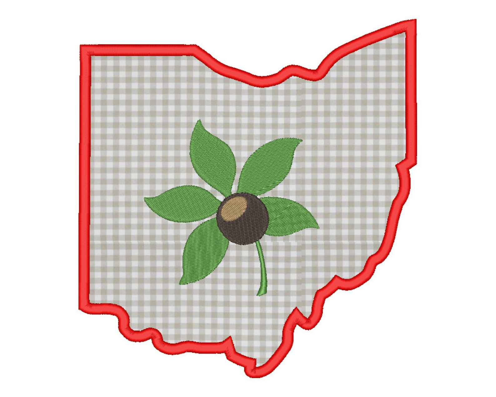 STATE of OHIO - Applique Design With Buckeye Leaf Embroidery - Machine ...