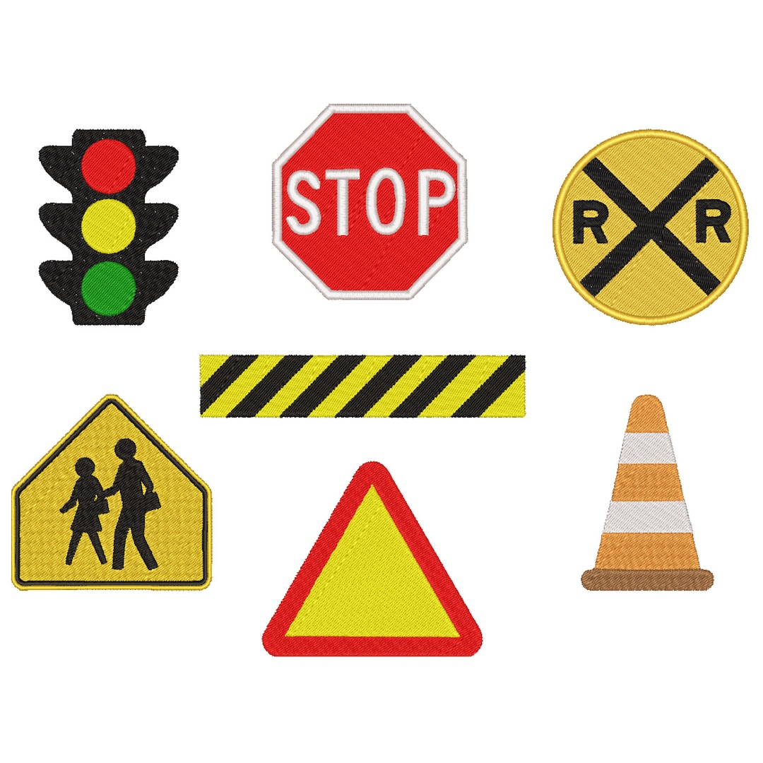 TRAFFIC SIGNS EMBROIDERY Bundle - Machine Embroidery - Instant Digital ...