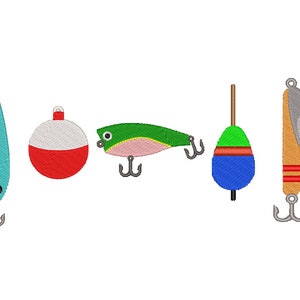 FISHING LURES - Embroidery Design - 5 Designs - Machine Embroidery ...