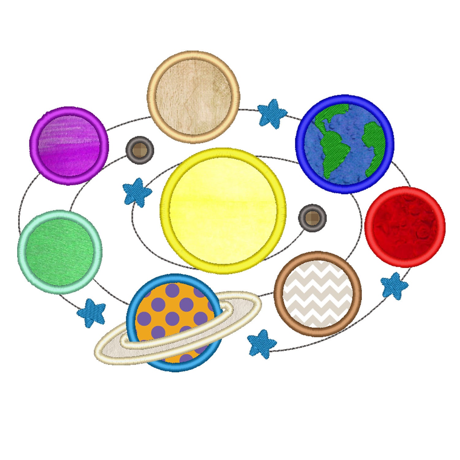 SOLAR SYSTEM APPLIQUE Machine Embroidery Applique Design - Etsy