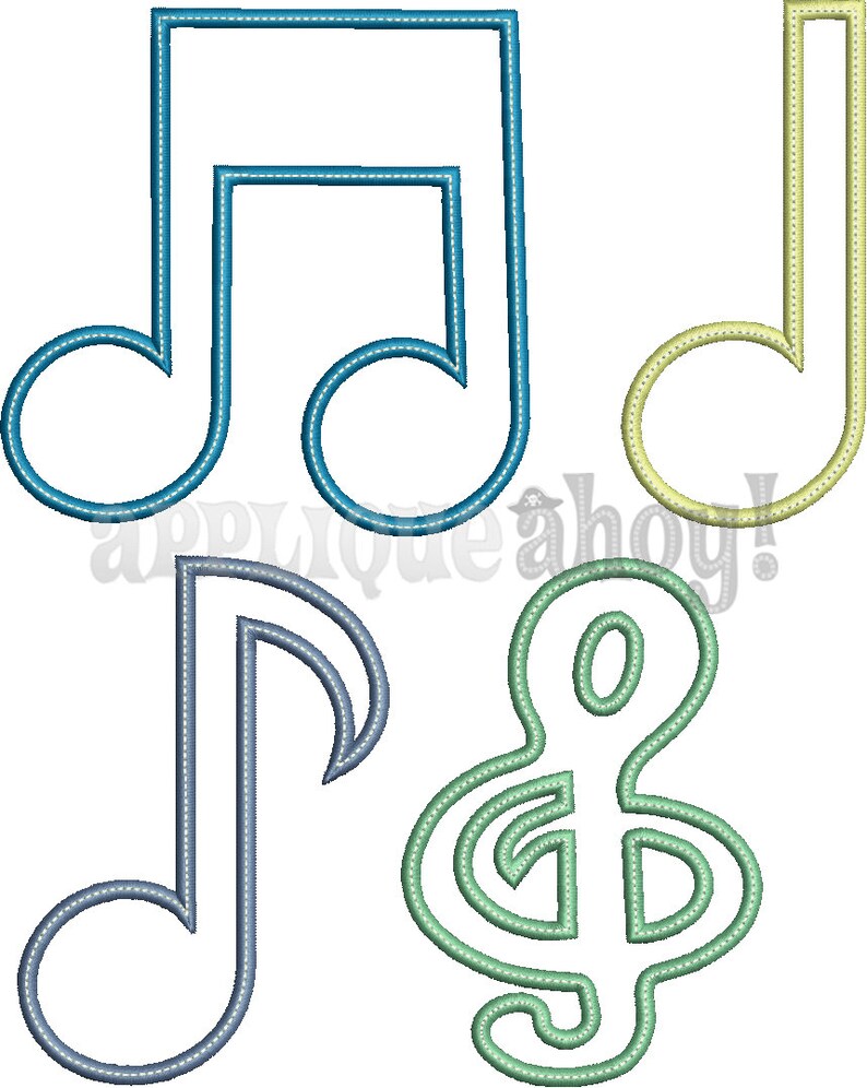 MUSICAL NOTES Applique Design - Instant Download Digital File - Machine ...