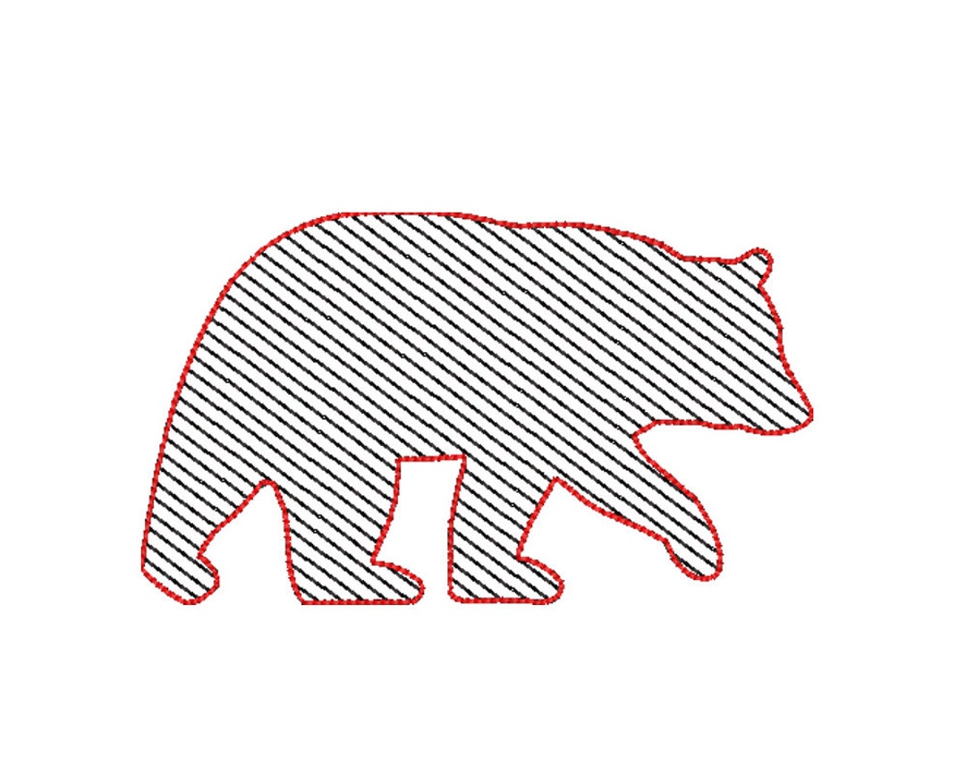 BEAR Sketch Filled EMBROIDERY DESIGN - Multiple Sizes - Instant Digital ...