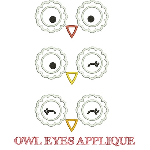 OWL EYES Applique Design 3 Different Designs open Eyes | Etsy