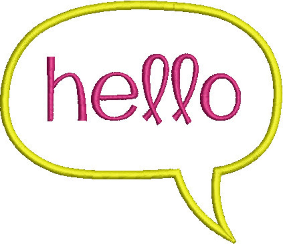 HELLO CALL OUT Applique Design - Instant Download Digital File ...