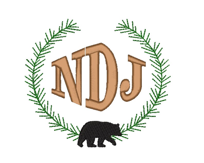 BEAR MONOGRAM FRAME - Machine Embroidery - Instant Digital Download ...