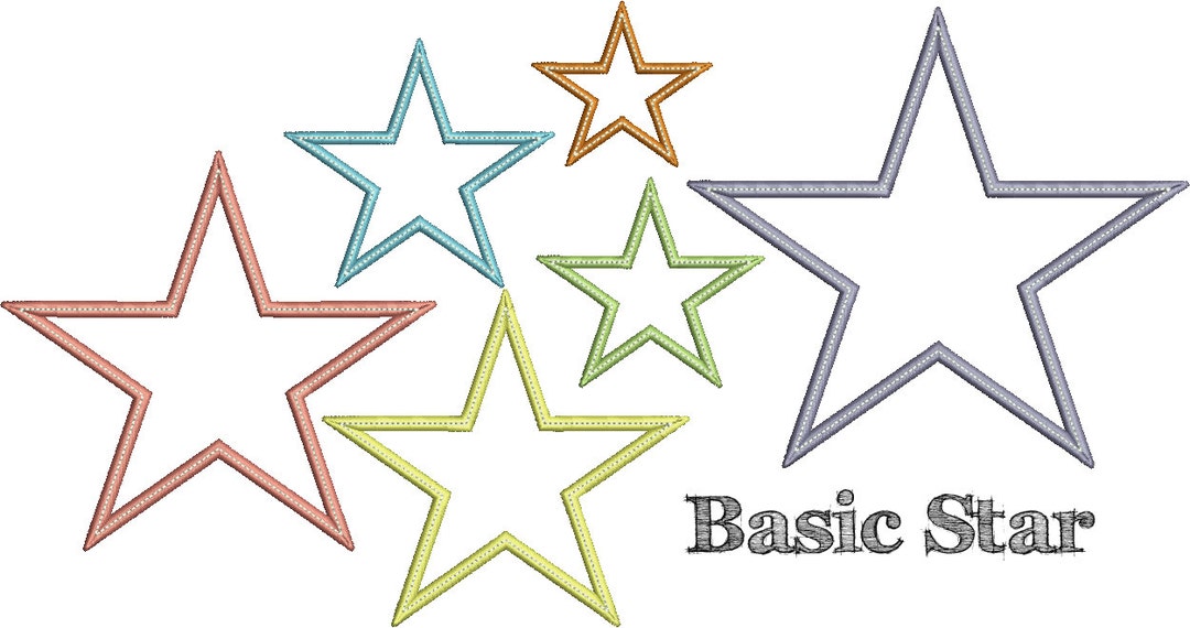BASIC STAR Applique Design - Instant Download Digital File - Machine ...