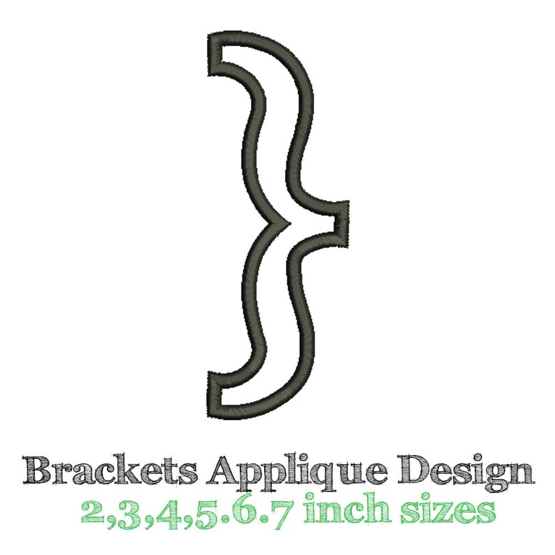 BRACKETS APPLIQUÉ DESIGN - Left and Right Brackets - 2 Inch, 3 Inch, 4 ...